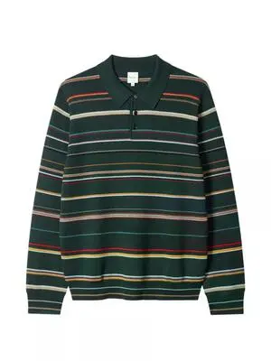 Paul Smith Signature Stripe Merino Wool Polo Shirt - Green