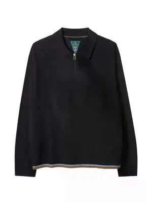 Paul Smith Zip Washable Merino Wool Polo Shirt - Black