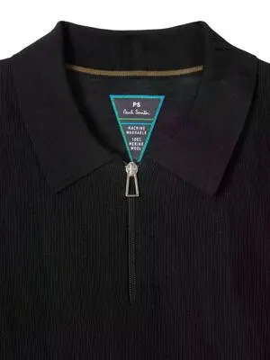 Paul Smith Zip Washable Merino Wool Polo Shirt