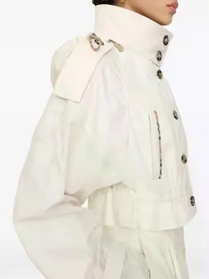 Burberry Cropped Lightweight Cotton Jacket With Drawcord Waist - Neutrals