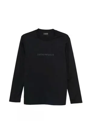 Emporio Armani Slim-fit Pima Jersey Sweater With Printed Logo