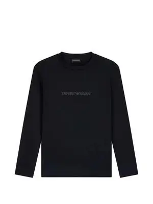 Emporio Armani Slim-fit Pima Jersey Sweater With Printed Logo