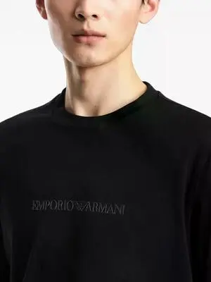 Emporio Armani Slim-fit Pima Jersey Sweater With Printed Logo