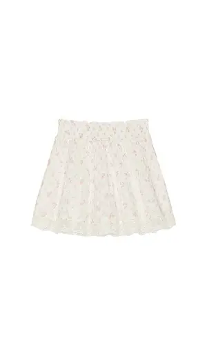 LoveShackFancy Solena Skirt Floral Print Linen Blend With Lace Trim
