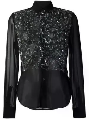 Noir Kei Ninomiya Pvc Appliqué Sheer Shirt