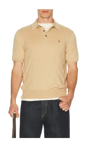 Polo Ralph Lauren Short Sleeve Cotton Placket Pullover Sweater