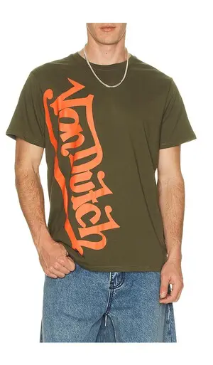 VON DUTCH Vertical Logo Tee In . Also - Olive
