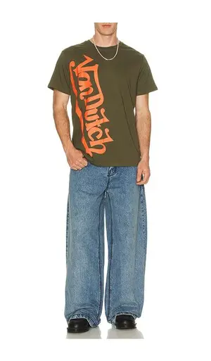 VON DUTCH Vertical Logo Tee In . Also - Olive