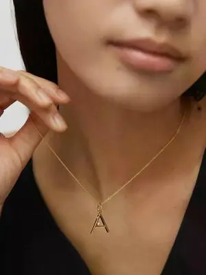 Monica Vinader Diamond Initial Pendant - Gold