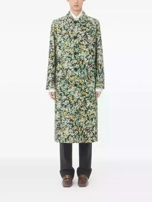 Valentino Garavani Single-breasted Coat In Cotton Drill With Papier Floral Print - Black