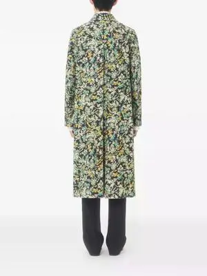 Valentino Garavani Single-breasted Coat In Cotton Drill With Papier Floral Print - Black