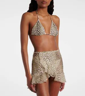 Roberto Cavalli Leopard-print Silk Beach Cover-up