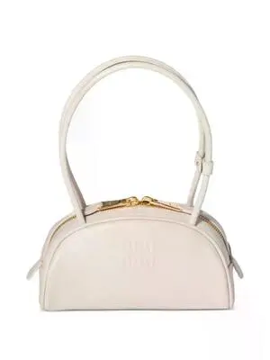 Miu Miu Beau Embossed Logo Shoulder Bag - Neutrals