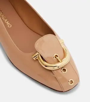 FERRAGAMO Patent Leather Ballet Flats - Beige