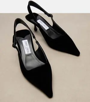 JIMMY CHOO Amel Velvet Slingback Pumps