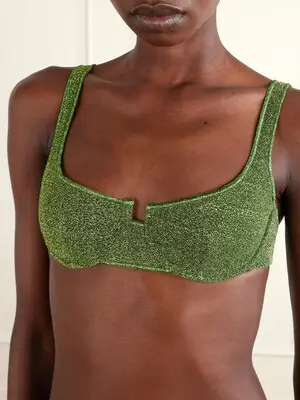 Oseree Lumière Metallic Balconette Bikini - Green