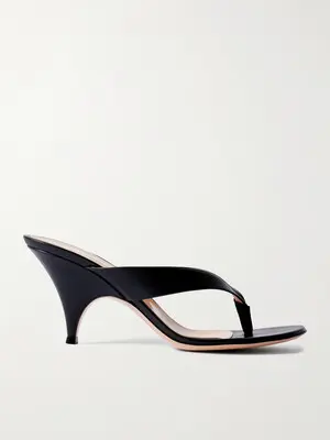 GIANVITO ROSSI Sofia 70 Leather Thong Sandals - Black