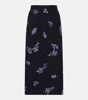 Erdem Wool And Cotton Jacquard Pencil Skirt
