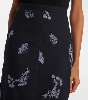 Erdem Wool And Cotton Jacquard Pencil Skirt