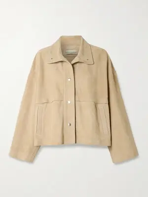 Nour Hammour Park Oversized Suede Jacket - Neutrals