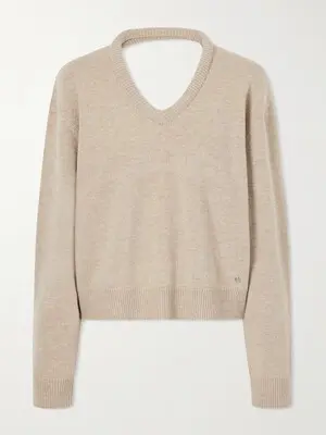 Acne Studios Leather-trimmed Wool Sweater - Neutrals