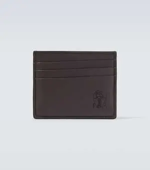 Brunello Cucinelli Logo Debossed Leather Card Holder - Brown