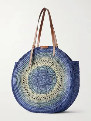 ANYA HINDMARCH Bow Leather-trimmed Raffia Tote