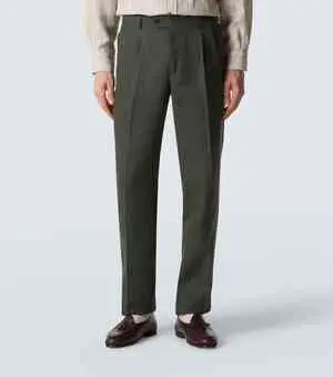 Rubinacci Pleated Linen Slim Pants