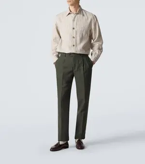 Rubinacci Pleated Linen Slim Pants