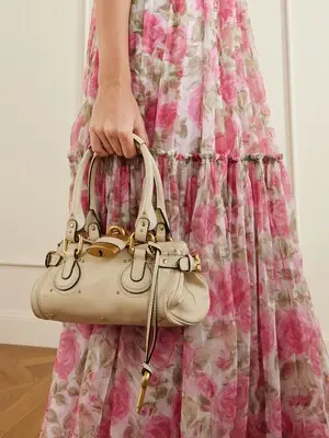 Chloé Paddington Embellished Textured-leather Tote - Neutrals