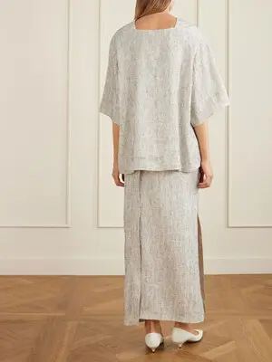 THE ROW Hamza Oversized Linen And Silk-blend Blouse - Gray