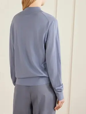 THE ROW Nari Wool Mock-neck Sweater - Blue