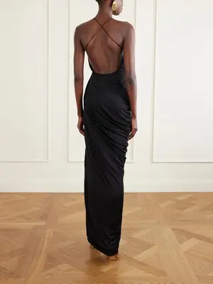 Versace Draped Jersey Gown - Black