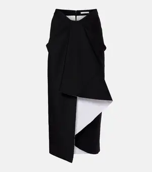 Givenchy Draped Wool And Mohair Midi Skirt - Black