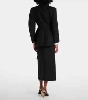 Givenchy Draped Wool And Mohair Midi Skirt - Black