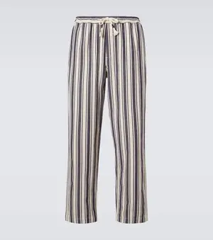 Orlebar Brown Striped Cotton Straight Leg Trousers