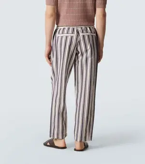 Orlebar Brown Striped Cotton Straight Leg Trousers