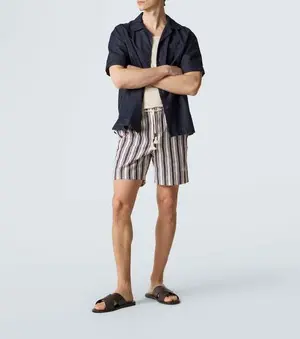 Orlebar Brown Alex Striped Cotton Shorts - Blue
