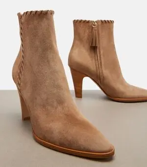 GIANVITO ROSSI Leather-trimmed Suede Ankle Boots - Beige