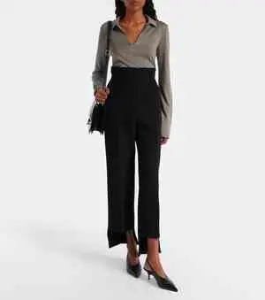 Khaite Mikel Silk Polo Sweater Sterling - Grey