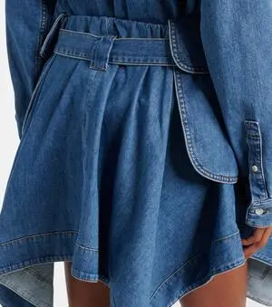 Loewe Belted Denim Miniskirt - Blue