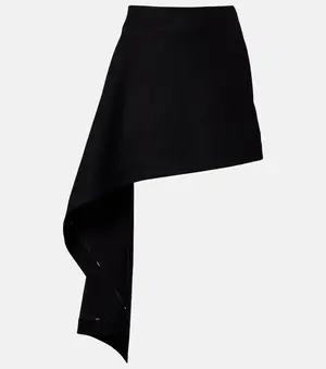 Loewe Draped Wool Mini Skirt - Black