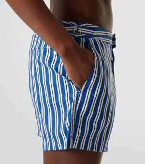 TOM FORD Striped Poplin Swim Trunks - Blue