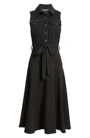 EN SAISON Brixton Tie Waist Midi Shirt Dress
