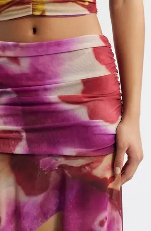 FENERS Festa Print Asymmetric Hem Midi Skirt - Bloom