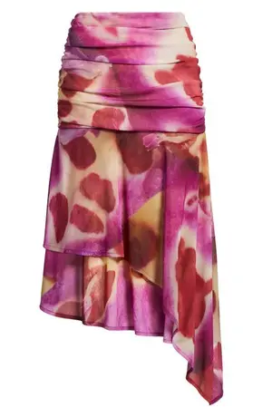 FENERS Festa Print Asymmetric Hem Midi Skirt - Bloom