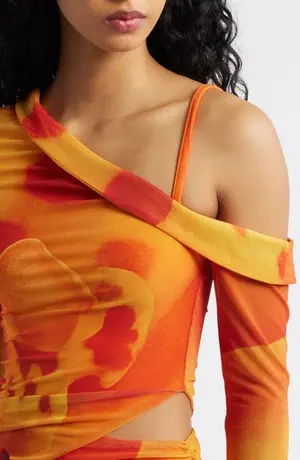 FENERS Susurro Print Off-the-shoulder Top - Peach