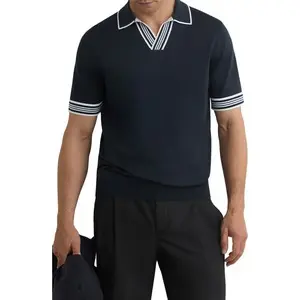 REISS Poole Tipped Polo - Navy