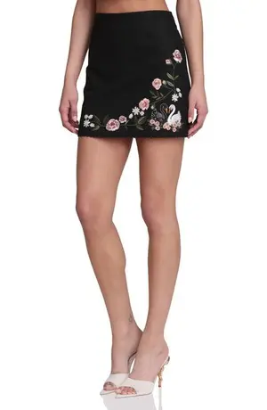 Avec Les Filles Floral Embroidered Miniskirt