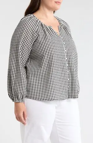 Sanctuary Gingham Button-up Shirt - Black